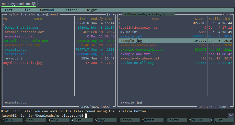 MC - Midnight Commander, and an attempt to theme - My blogging feedbackloop